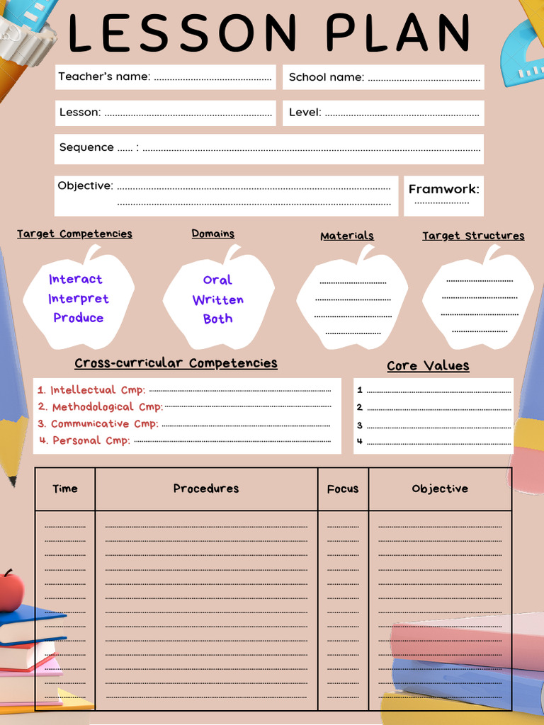 Blue Illustrated Lesson Plan (Biege) | PDF