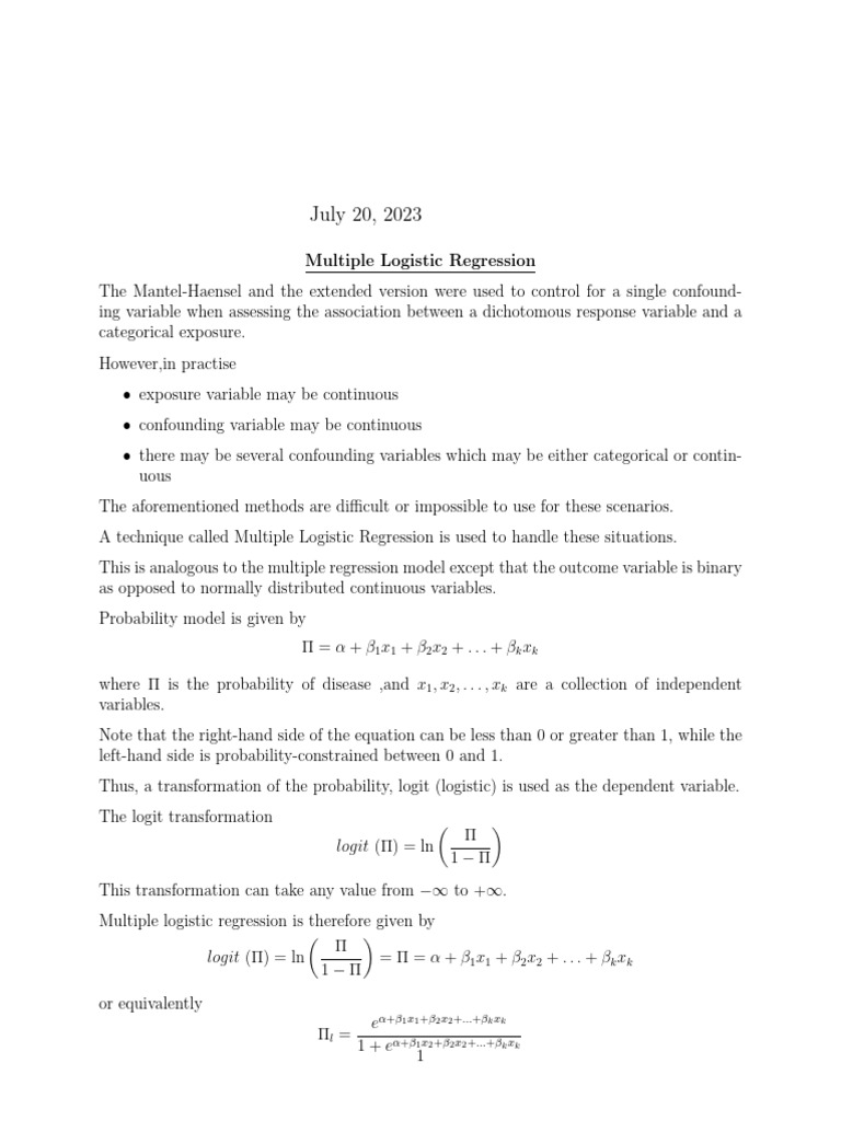 Notes On Logistic Regression | PDF | Logistic Regression | Regression ...