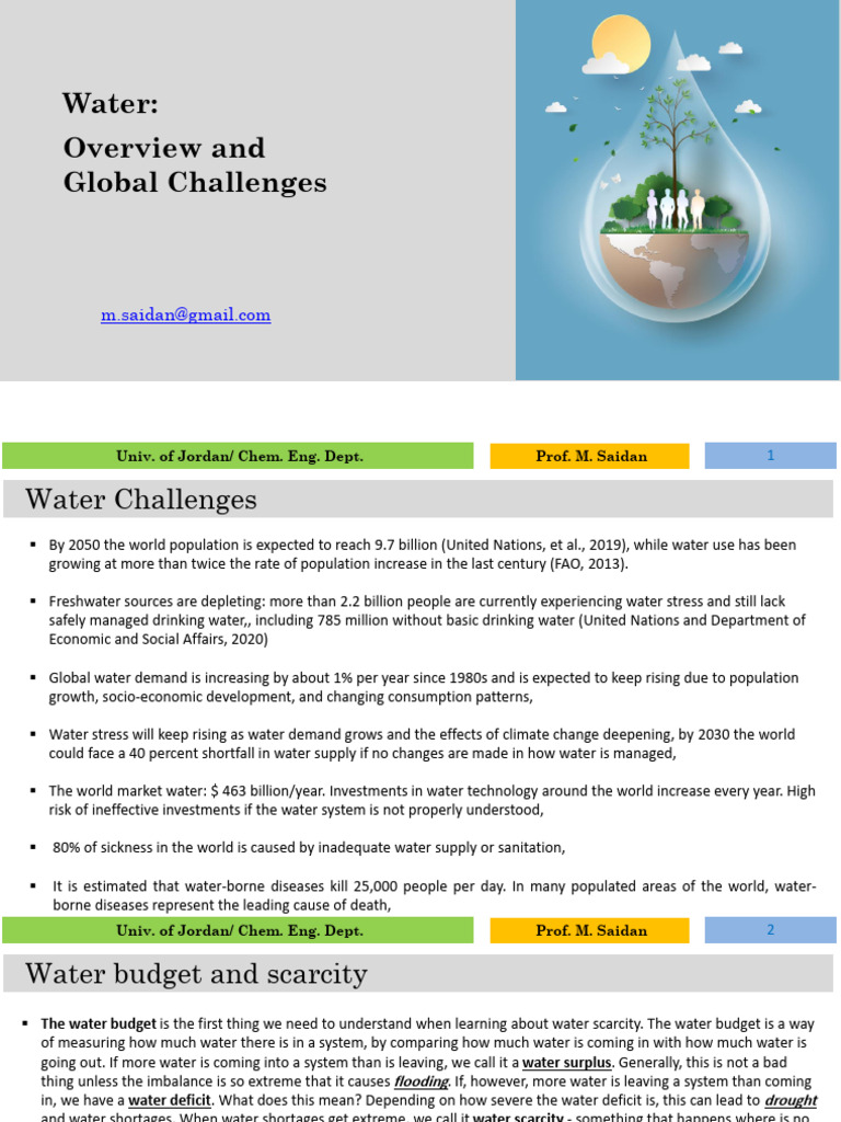 1-Water-Overview and Global Challenges | PDF | Water Scarcity | Fresh Water