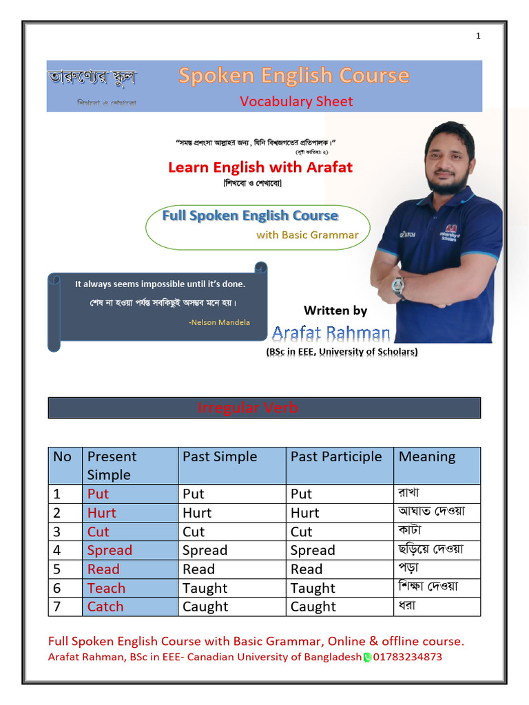 Spoken English Course with Grammar | PDF