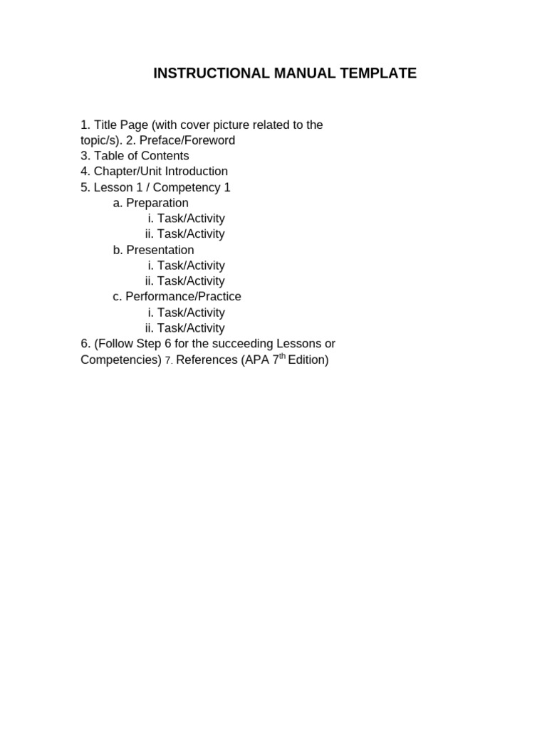 Instructional Manual Template Guide | PDF