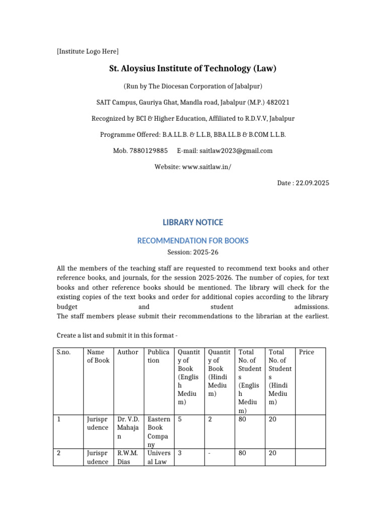 Library Book Recommendations 2025-26 | PDF