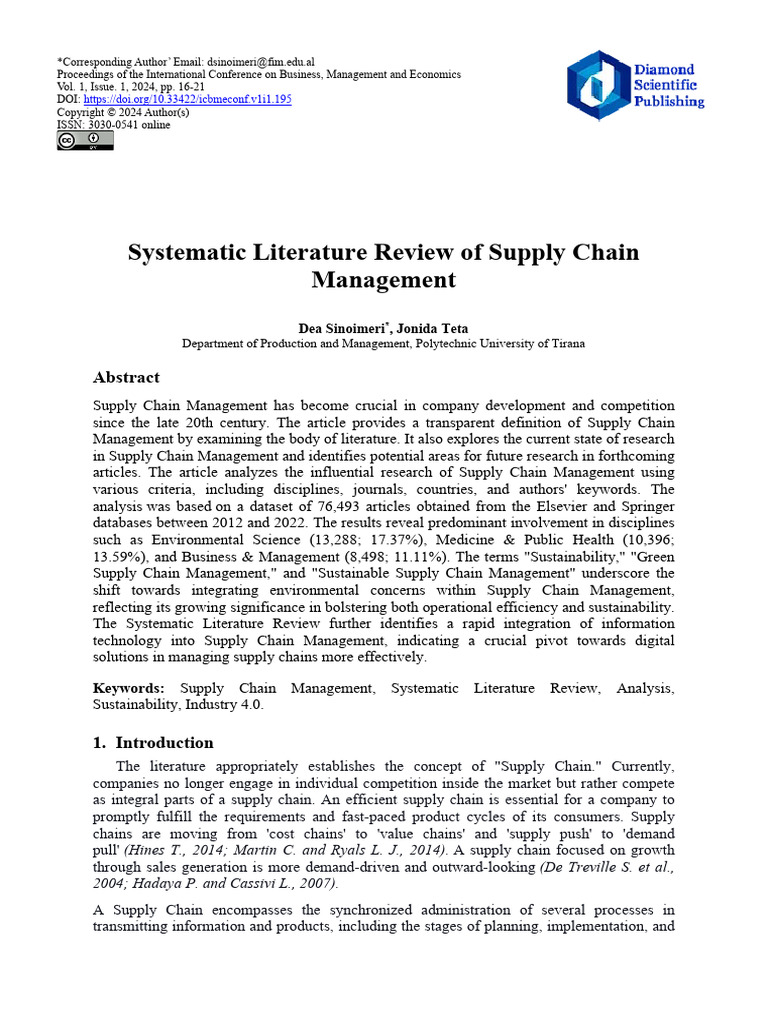 Systematic Review of Supply Chain Management | PDF | Supply Chain ...
