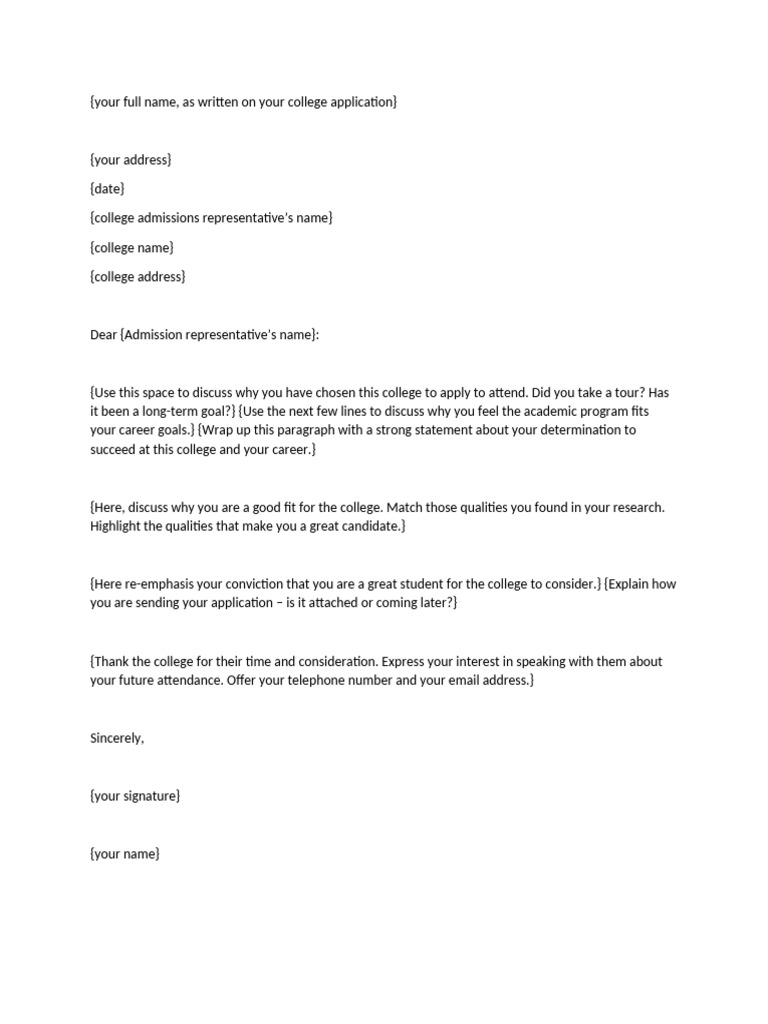 Application Letter For College Application | PDF