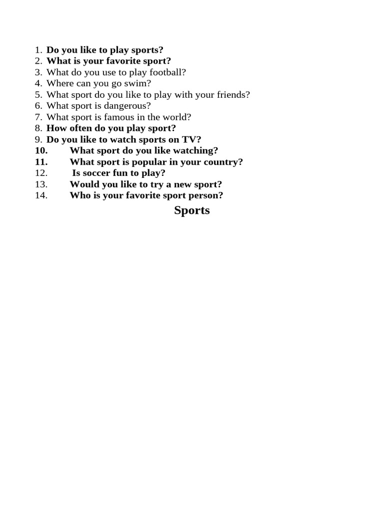 Sports Conversation Questions | PDF