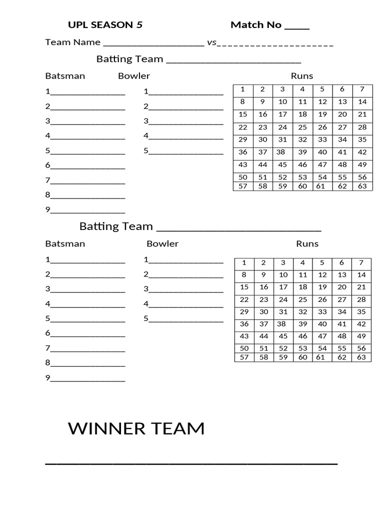 UPL Season 5 Match Details Template | PDF