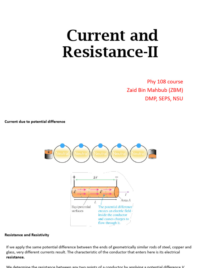 Understanding Current and Resistance | PDF | Electrical Resistivity And ...