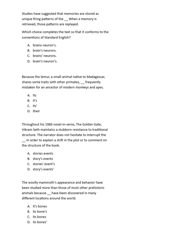 Grammar and Memory Retrieval Quiz | PDF