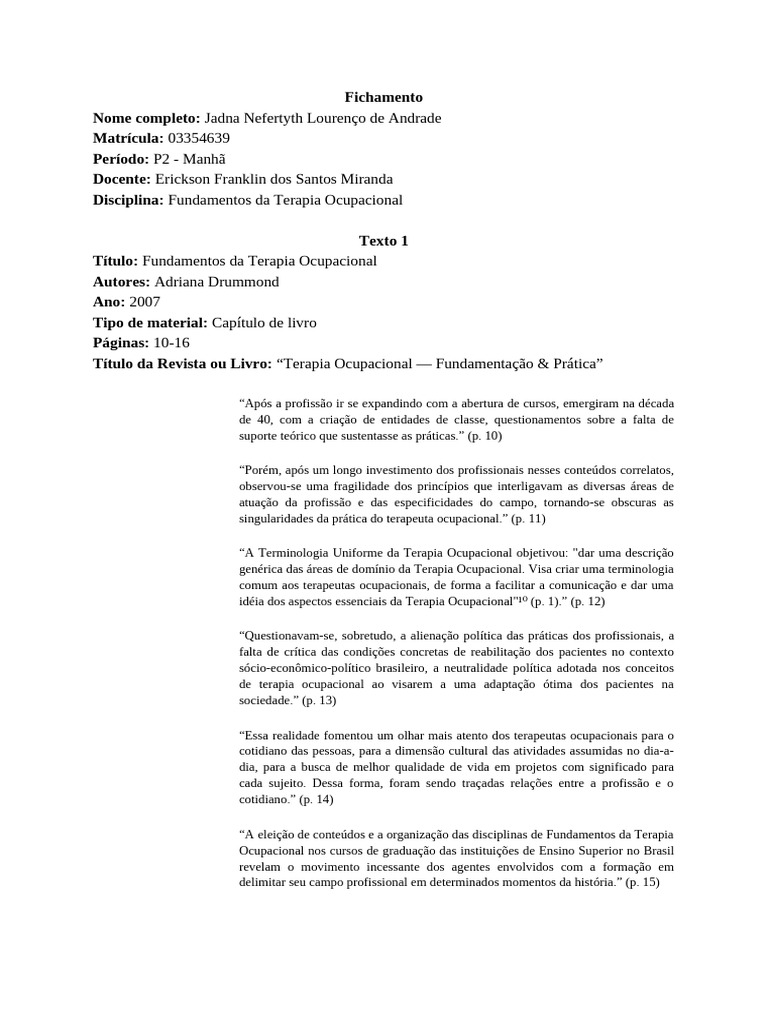 Fundamentos da Terapia Ocupacional | PDF | Science | Romantismo