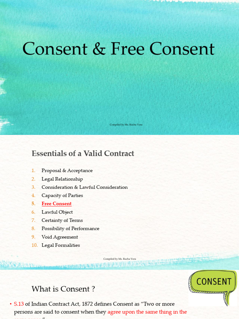 Consent & Free Consent | PDF | Misrepresentation | Common Law