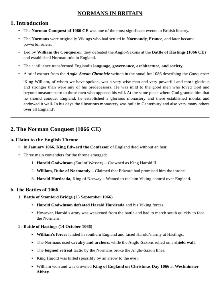 Timeline of the Norman Conquest | PDF | Normans | William The Conqueror