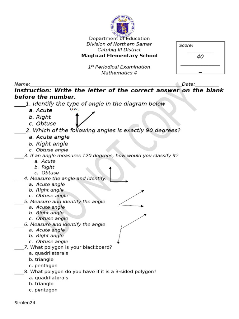 Instruction: Write The Letter of The Correct Answer On The Blank Before ...