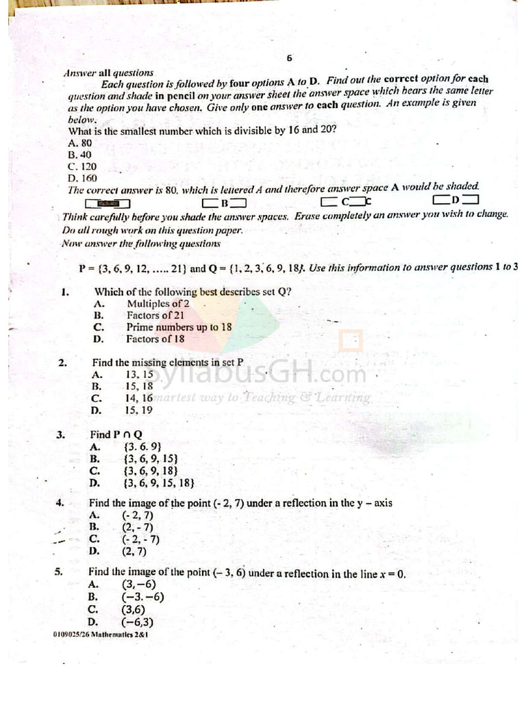 2026 Bece First Mock Mathematics 1 | PDF