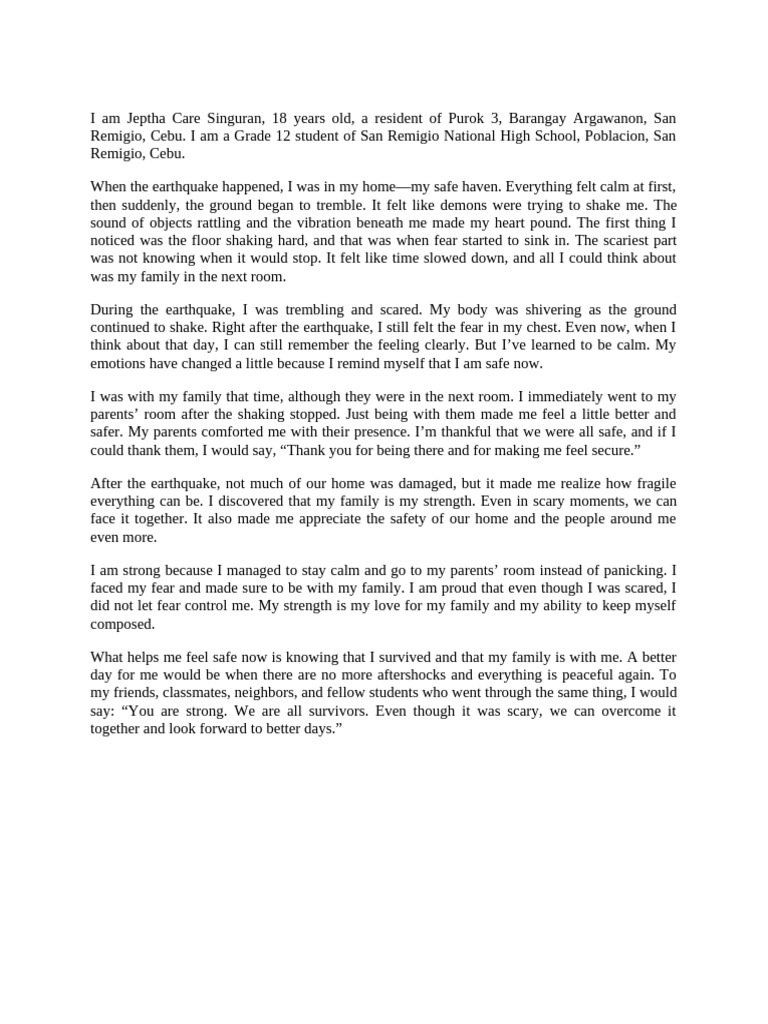 Surviving an Earthquake: A Personal Story | PDF
