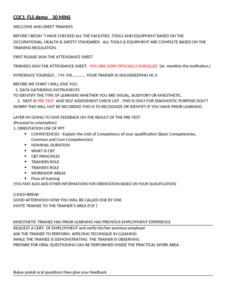 Script For Demonstration FLS | PDF | Learning | Education Theory