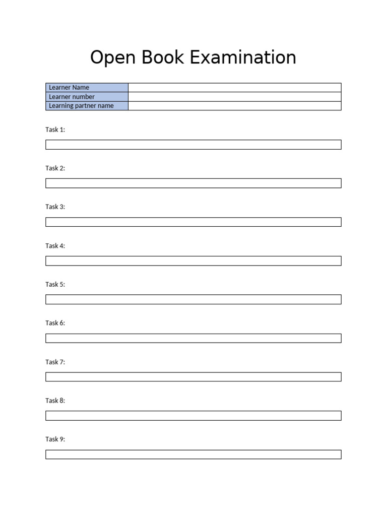 Open Book Exam Guidelines and Tasks | PDF