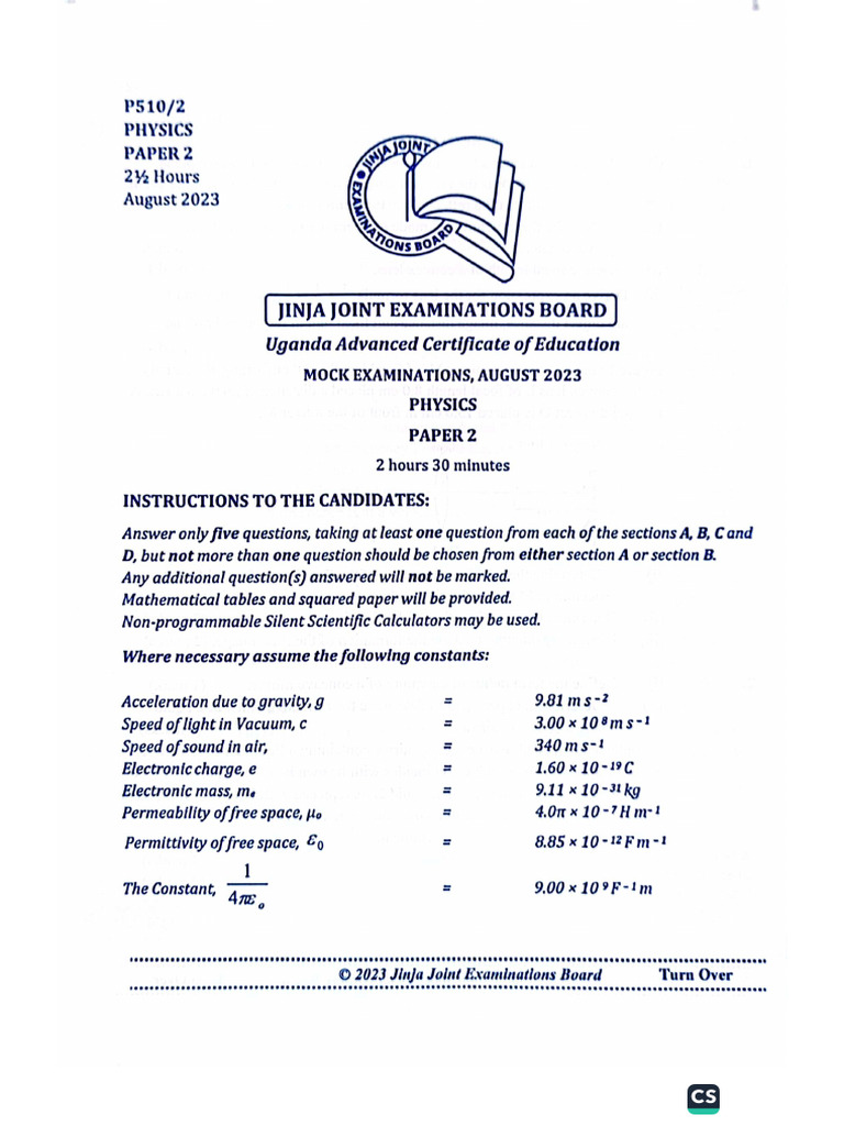 Jjeb Uace Physics PP 2 1 | PDF