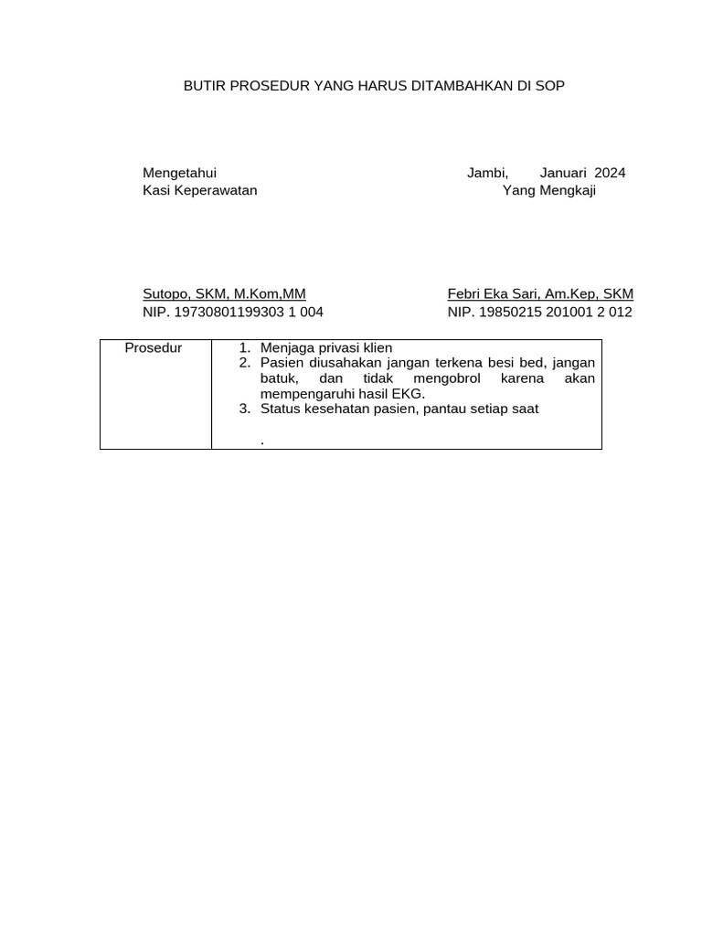 Hasil Kajiam SOP EKG | PDF
