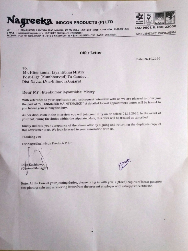 Offer Letter | PDF