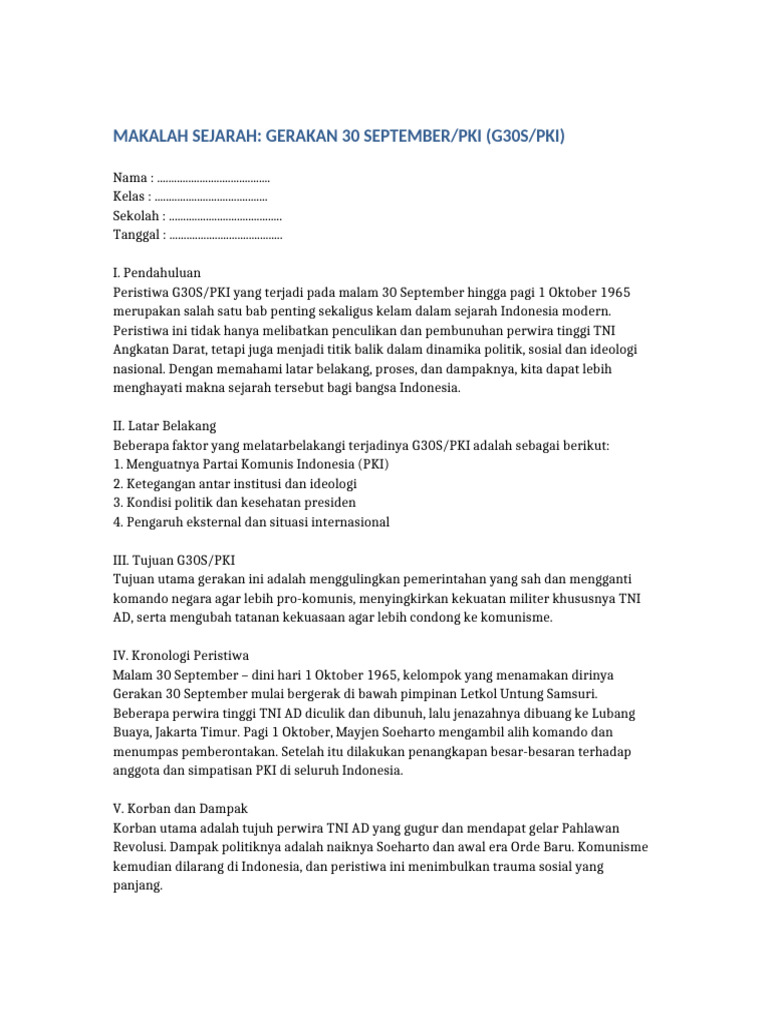 Makalah G30S PKI | PDF