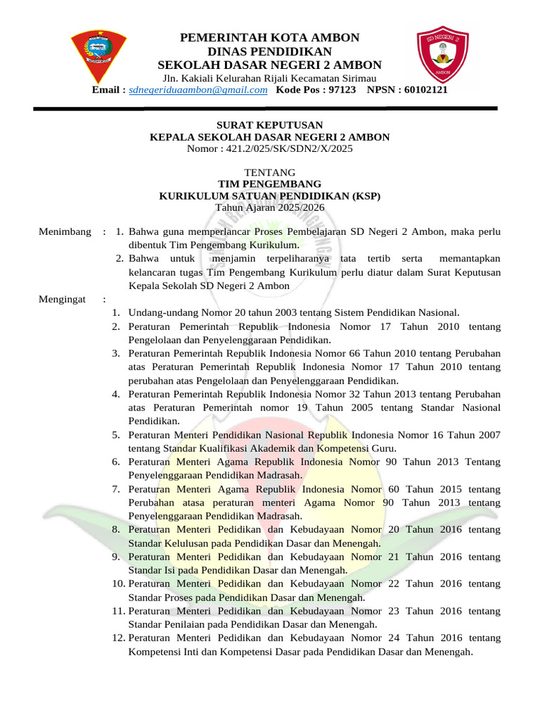 Sk Tim Pengembang Ksp | PDF