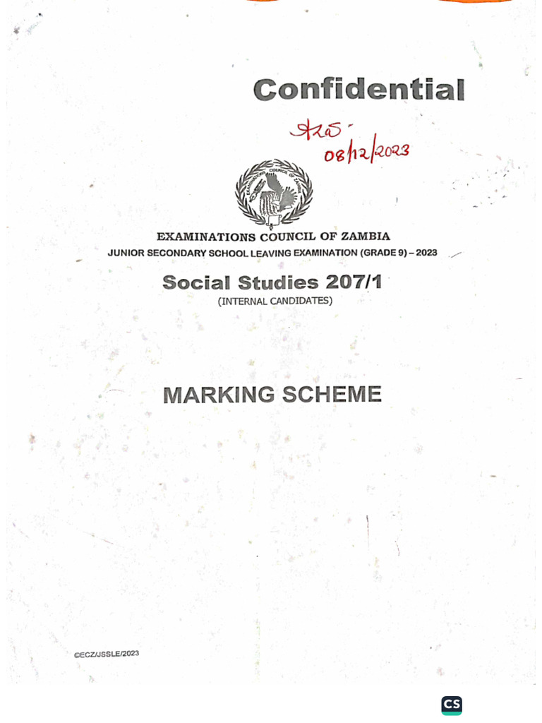 Social Studies Marking Key Internal g9 2023 | PDF