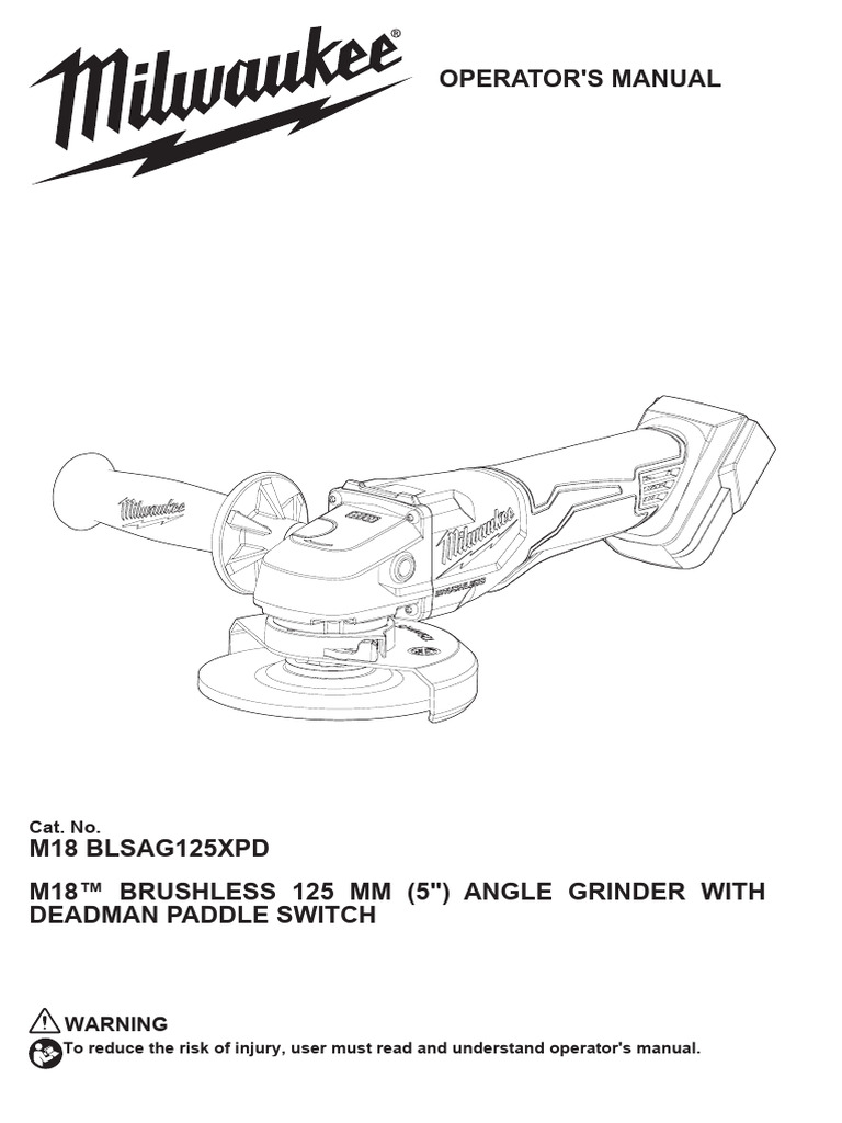 M18 Angle Grinder Operator's Manual | PDF | Grinding (Abrasive Cutting ...