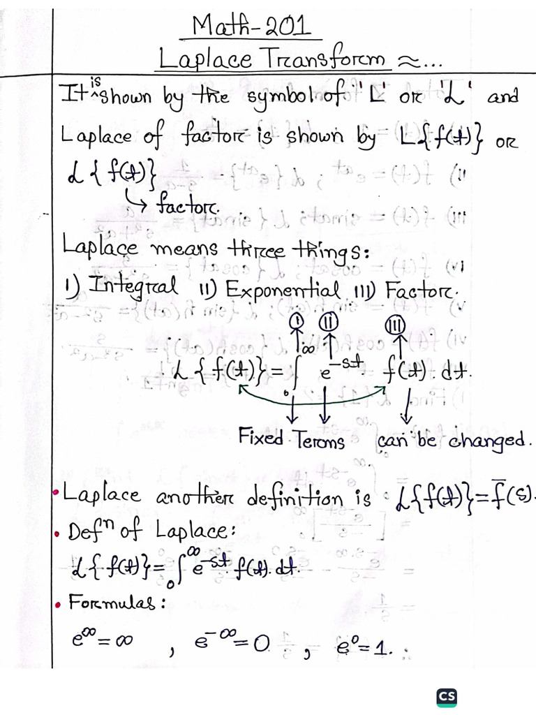 Math 201.. Laplace Transform 1 | PDF