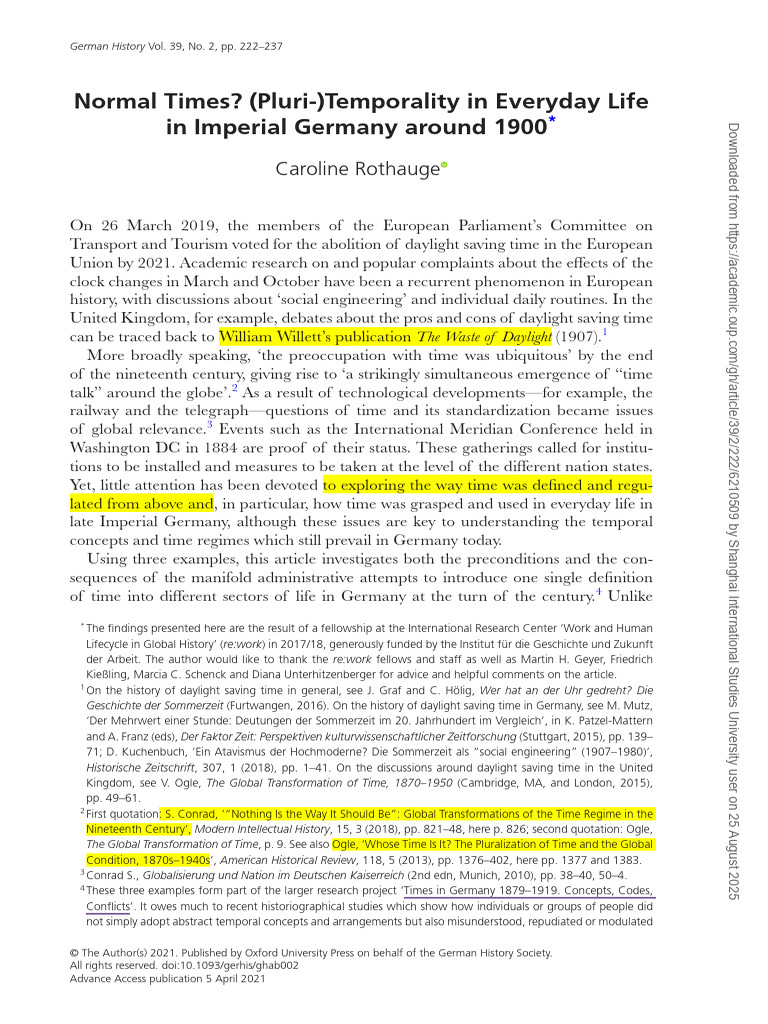 Normal Times - Pluri-Temporality in Everyday Life in Imperial Germany ...