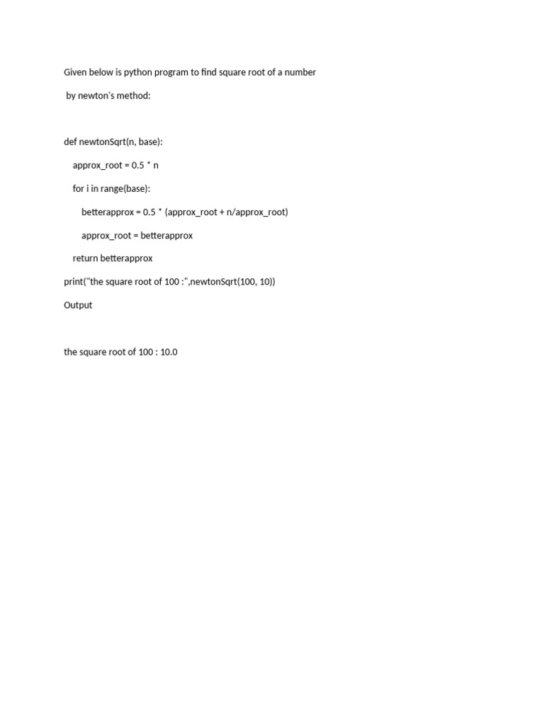 Newton Square Root Methods | PDF