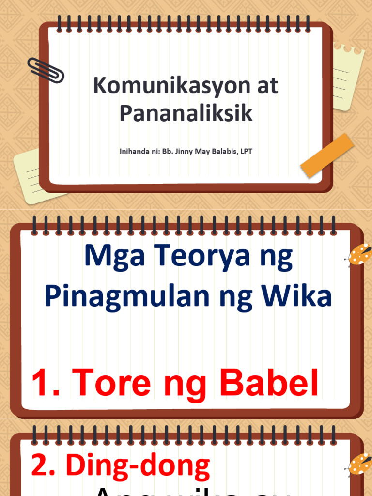 Mga Teorya NG Pinagmulan NG Wika | PDF