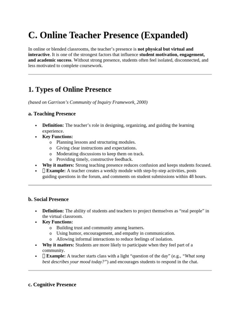 Folt-Online Teacher Presence | PDF | Teachers | Learning