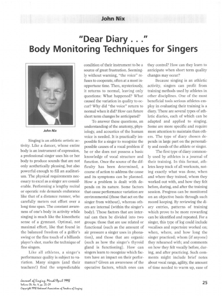 Body Monitoring for Singers' Performance | PDF | Menstrual Cycle