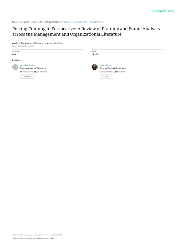 1062 Q2 2014 Cognitive Frame | PDF | Framing (Social Sciences ...