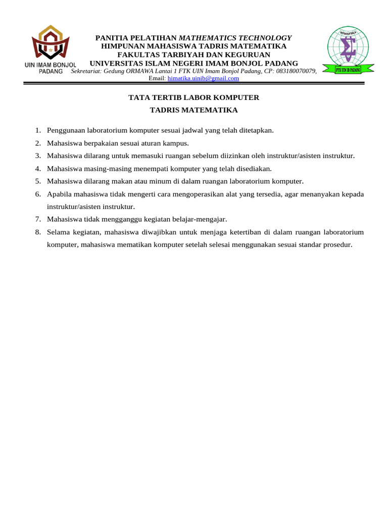 Tata Tertib Labor Komputer Matematika | PDF