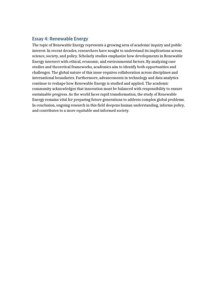 Essay 4 Renewable Energy | PDF