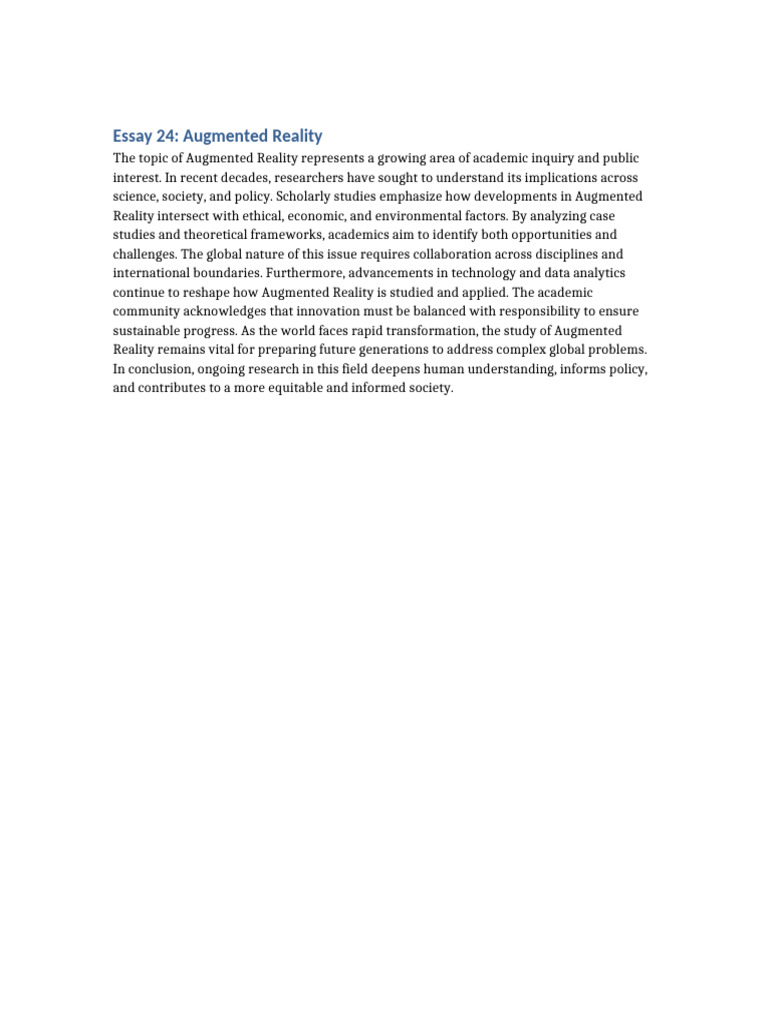 Essay 24 Augmented Reality | PDF