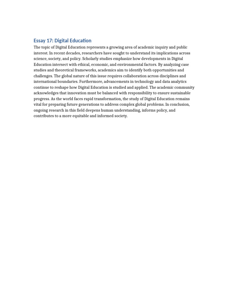 Essay 17 Digital Education | PDF