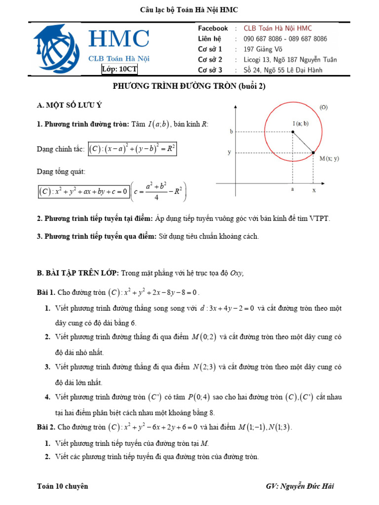 10CT - B9 - Phuong Trinh Duong Tron (Buoi 2) | PDF