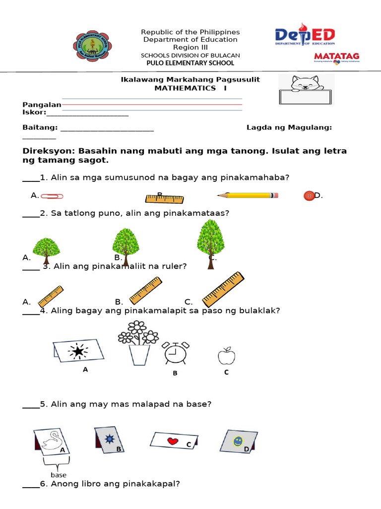 2nd PT Math - Tagalog | PDF