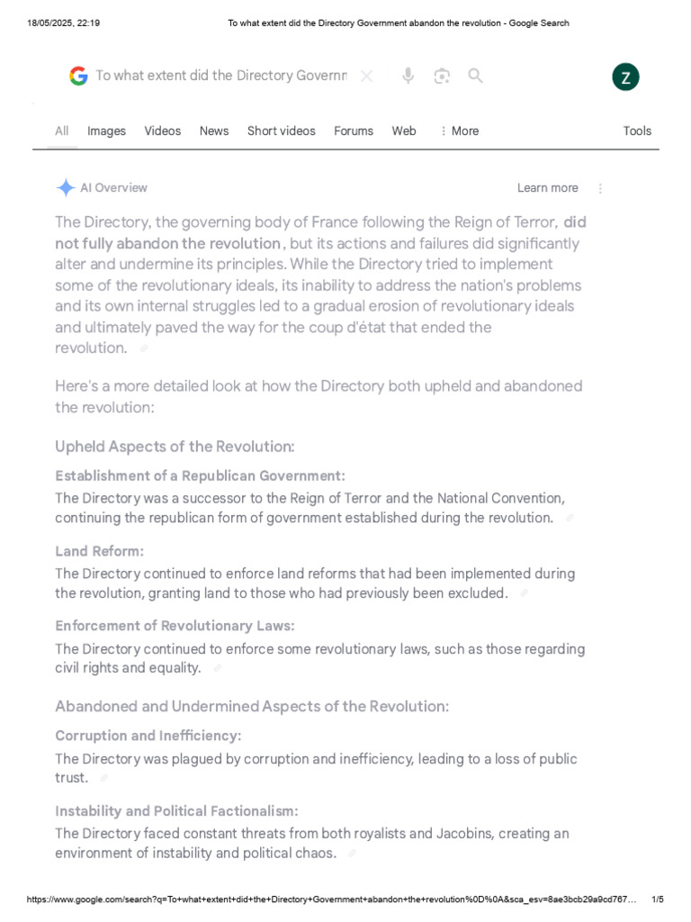 To What Extent Did The Directory Government Abandon The Revolution ...