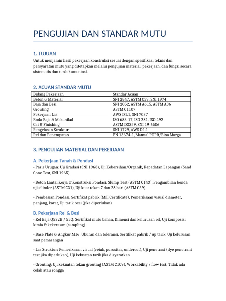 Pengujian Dan Standar Mutu | PDF