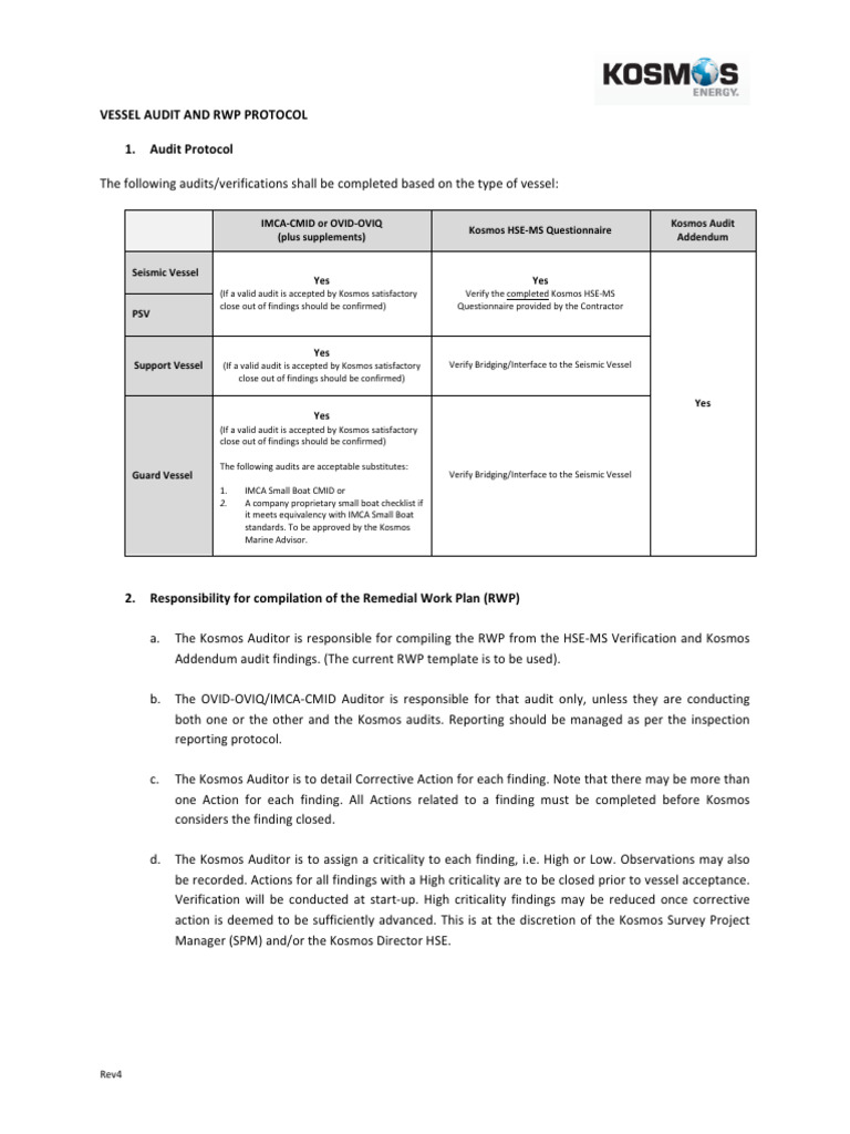 Vessel Audit and RWP Protocol Guide | PDF | Audit