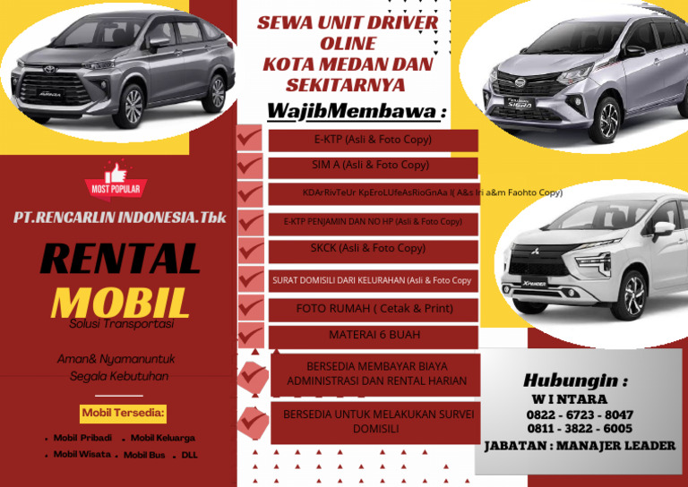 Merah Kuning Modern Rental Mobil Brosur Lipat Tiga - 20250910 - 124842 ...