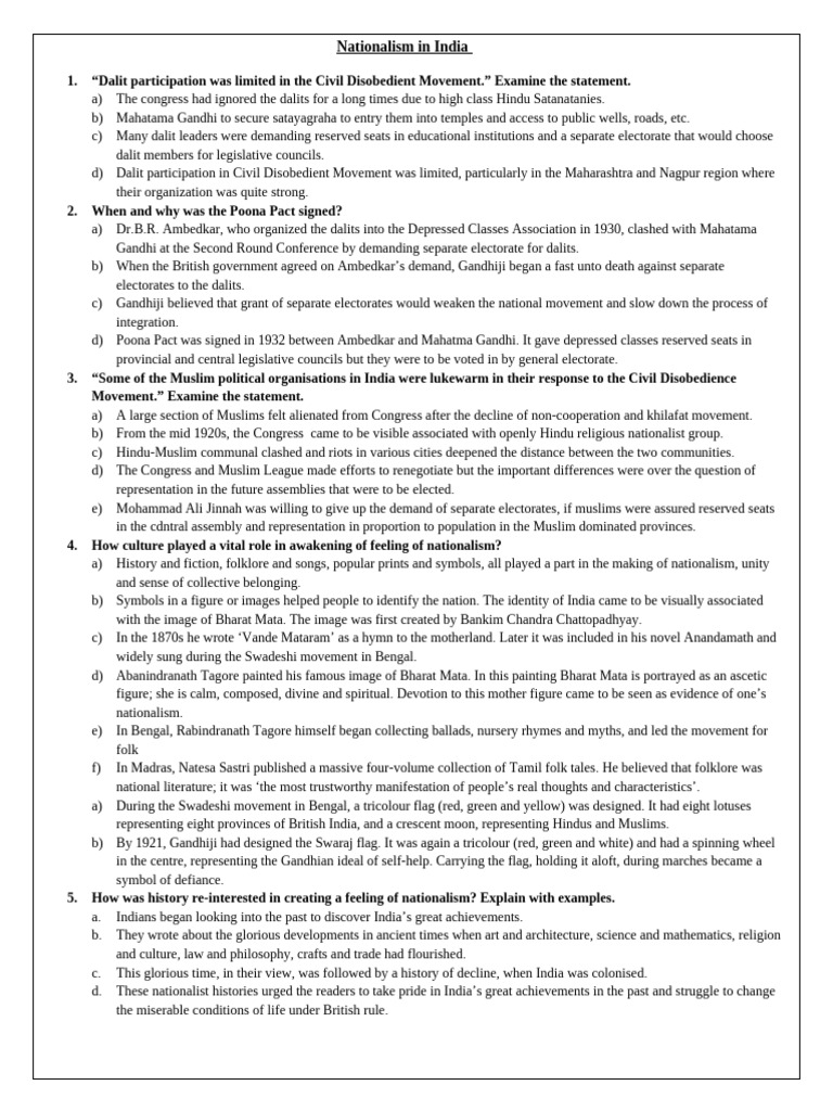 Nationalism in India Q & A | PDF | Mahatma Gandhi