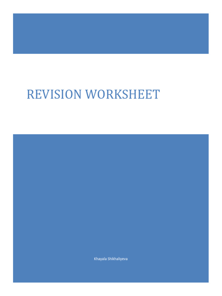 Revision Worksheet Homework For Monday | PDF