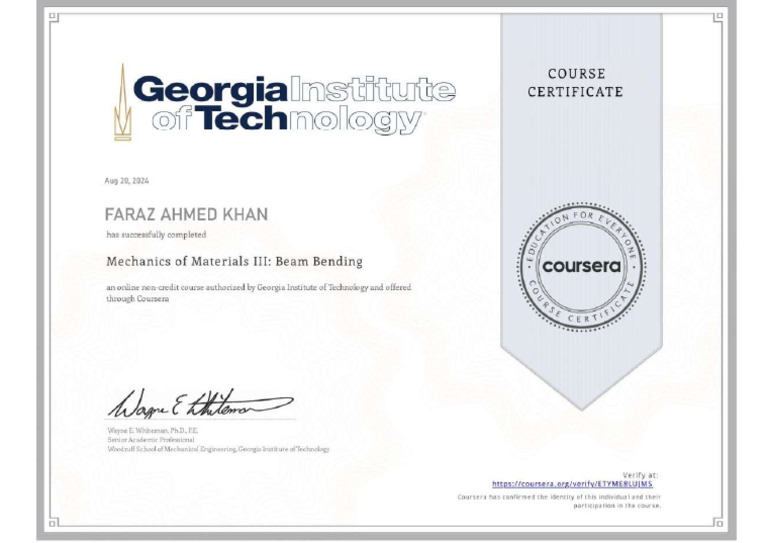 CERTIFICATE - Georgia Institute of Technology | PDF