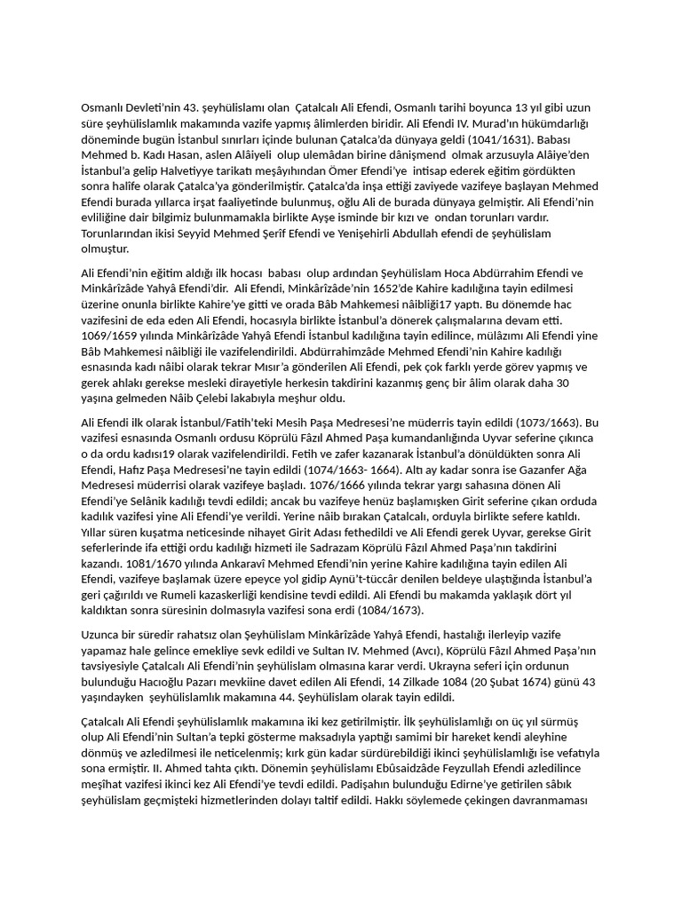 Ali Efendi Hayatı | PDF