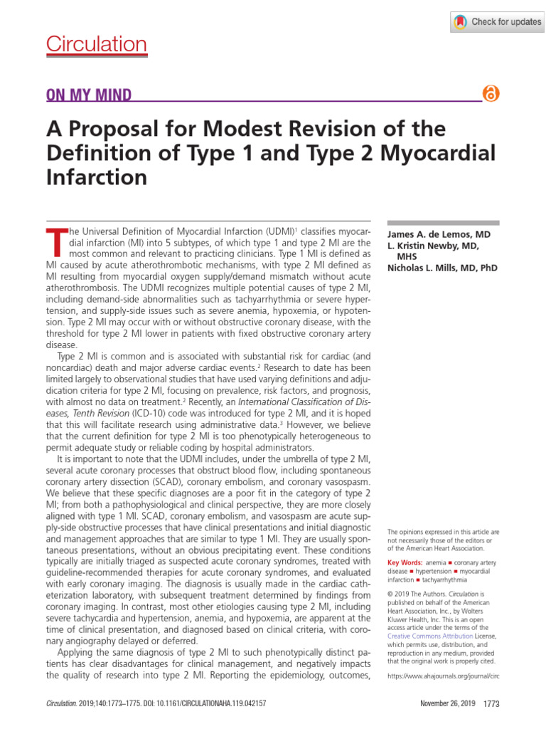2019 A Proposal For Modest Revision of The Definition of Type 1 and ...