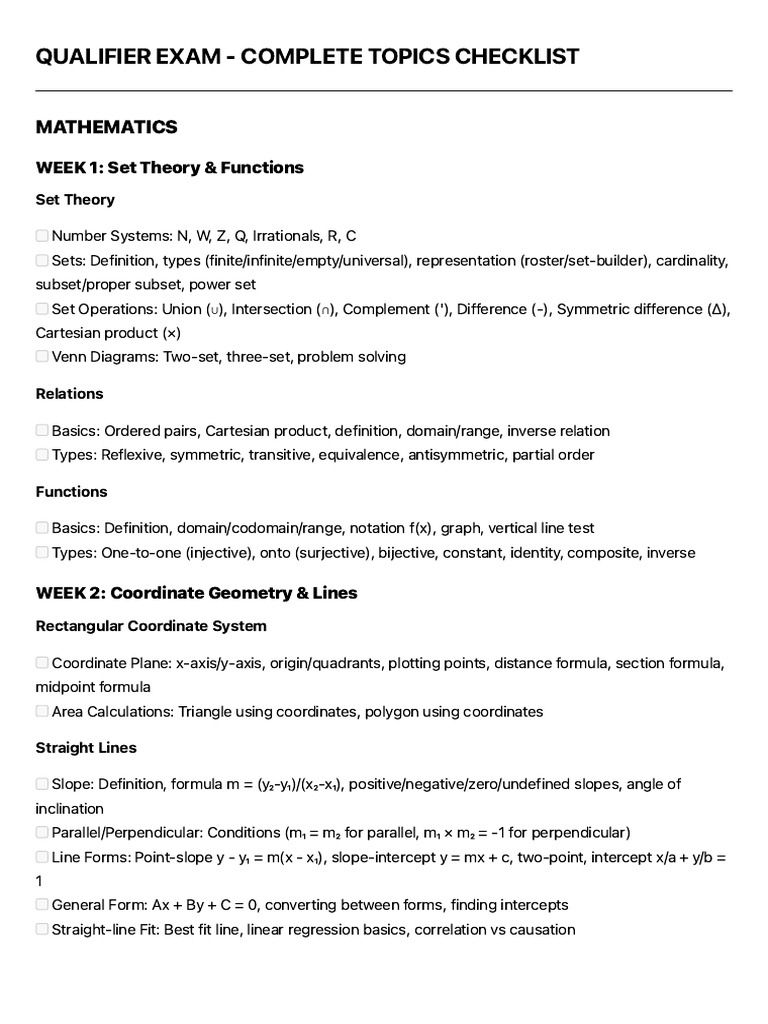 Full Topics Qualifer | PDF | Quadratic Equation | Set (Mathematics)